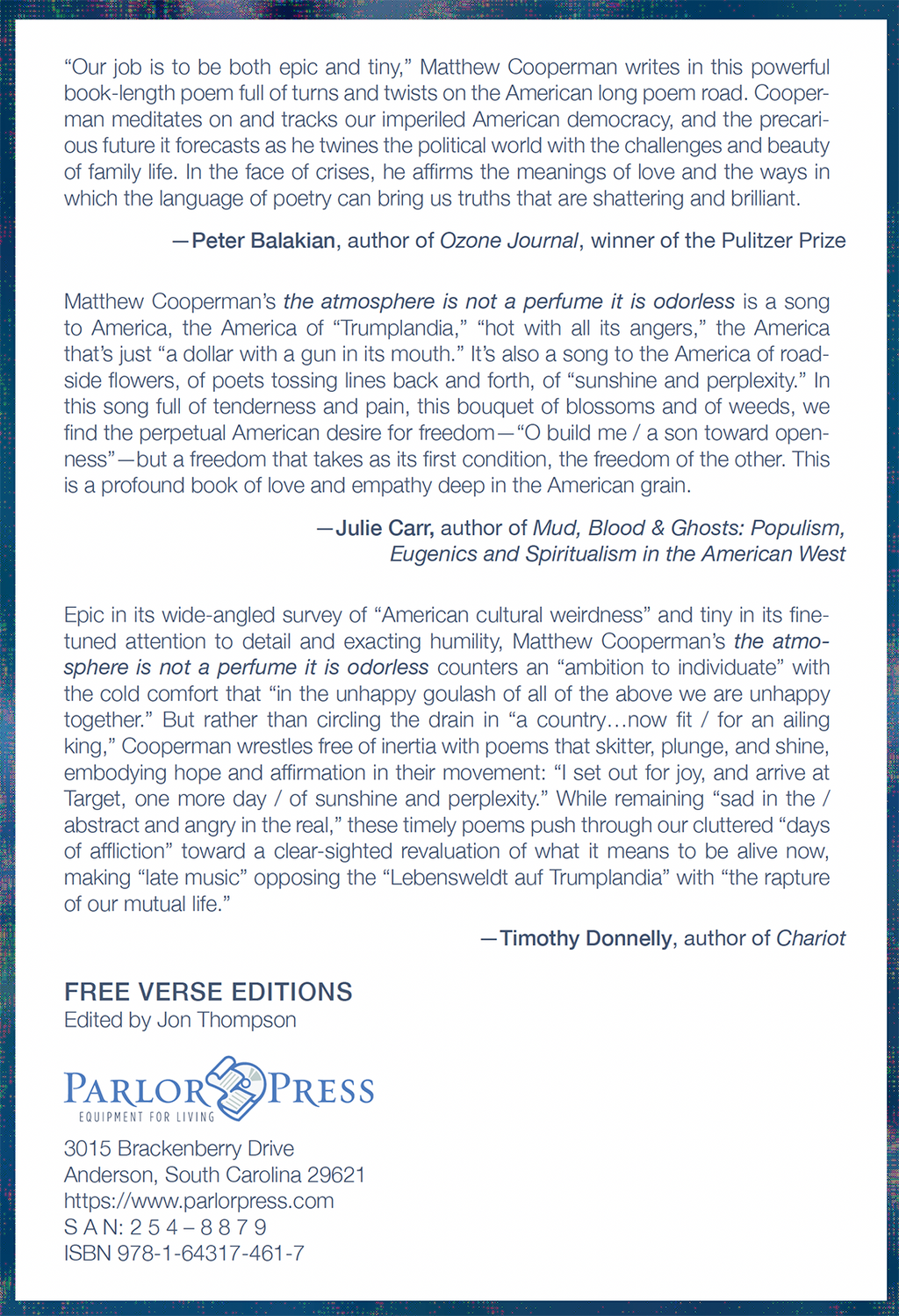 the atmosphere is not a perfume it is odorless by Matthew Cooperman ...