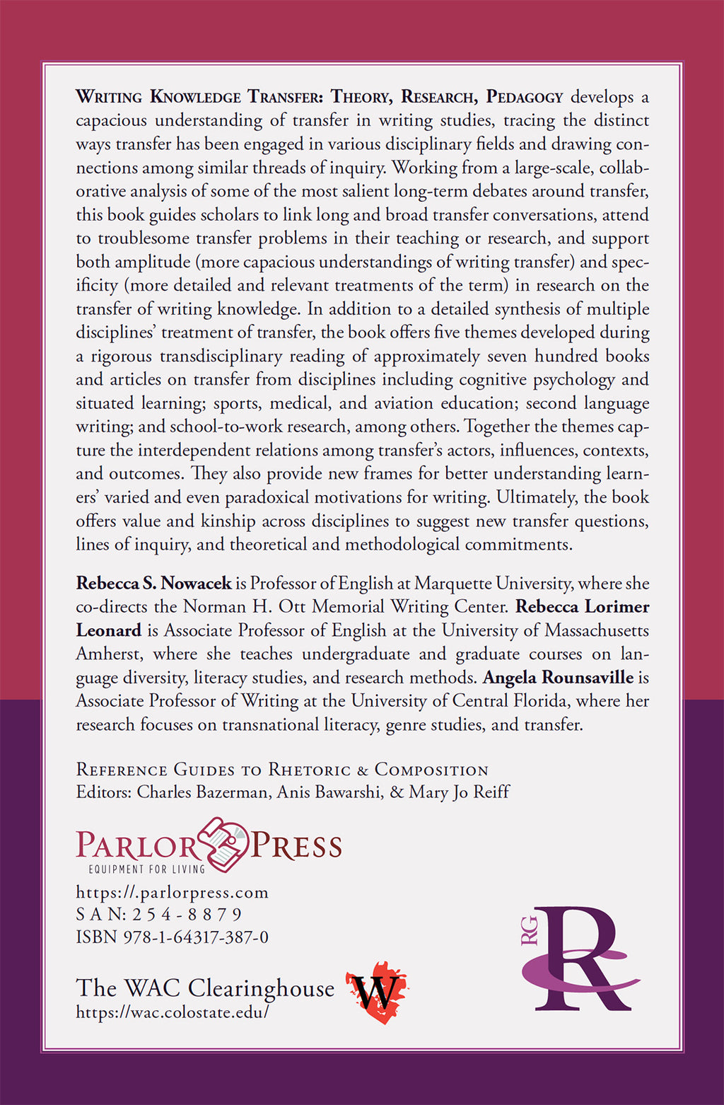 Writing Knowledge Transfer: Theory, Research, Pedagogy – Parlor Press