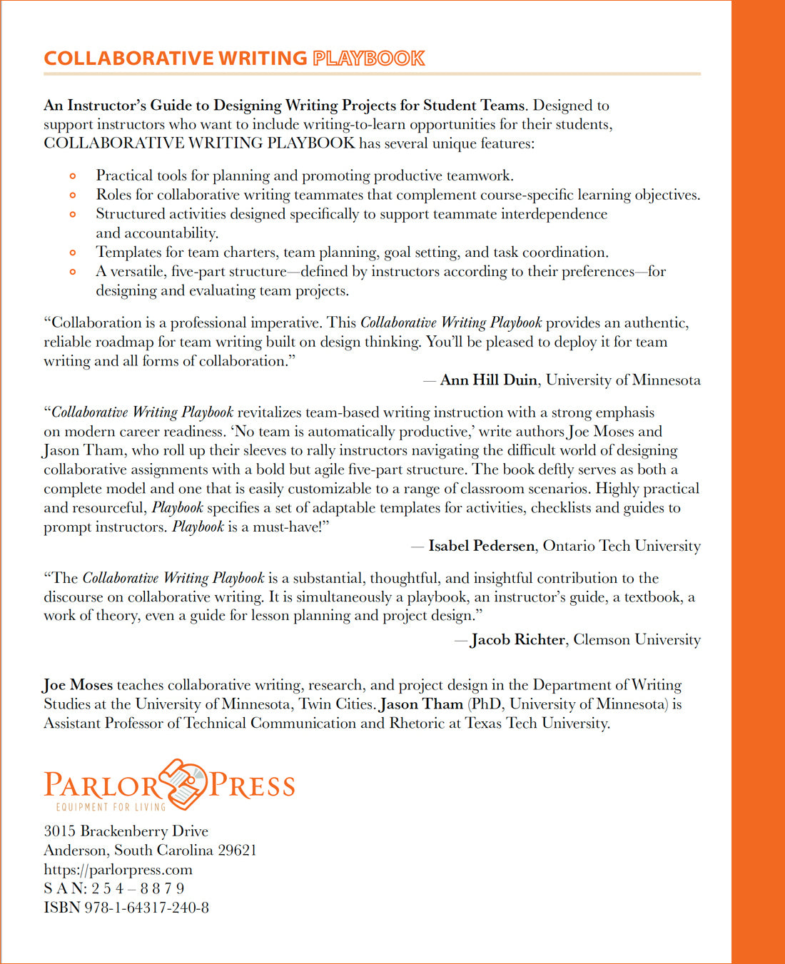 Collaborative Writing Playbook: An Instructor’s Guide – Parlor Press