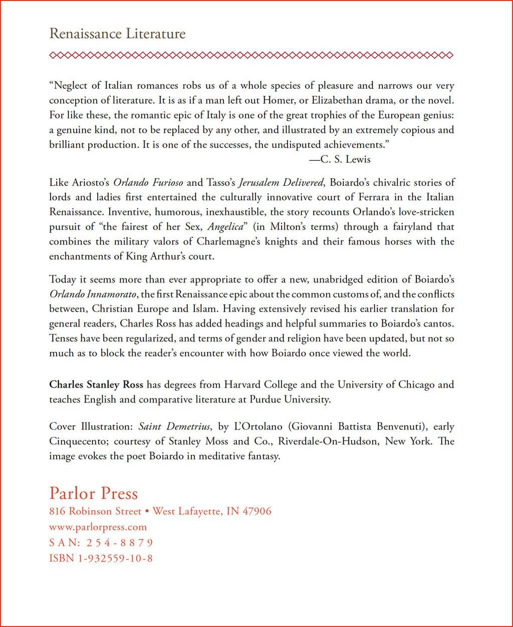 Orlando Innamorato (Orlando in Love) by Matteo Maria Boiardo – Parlor Press