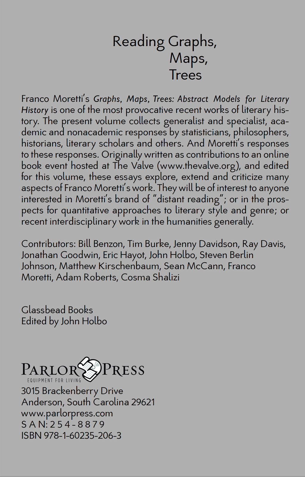 Reading Graphs, Maps, and Trees: Responses to Franco Moretti – Parlor Press