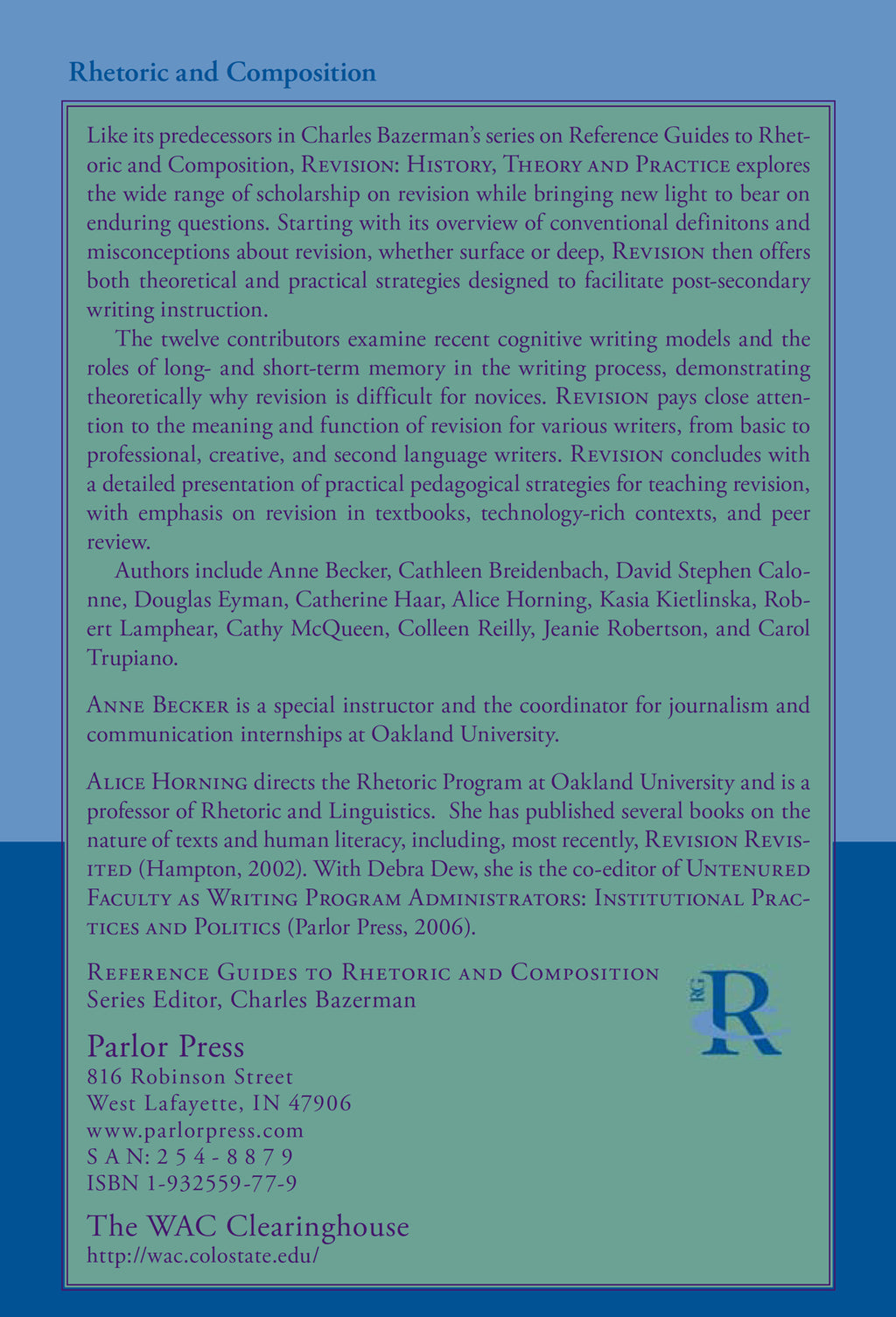 Revision: History, Theory, and Practice, Edited by Alice Horning and ...