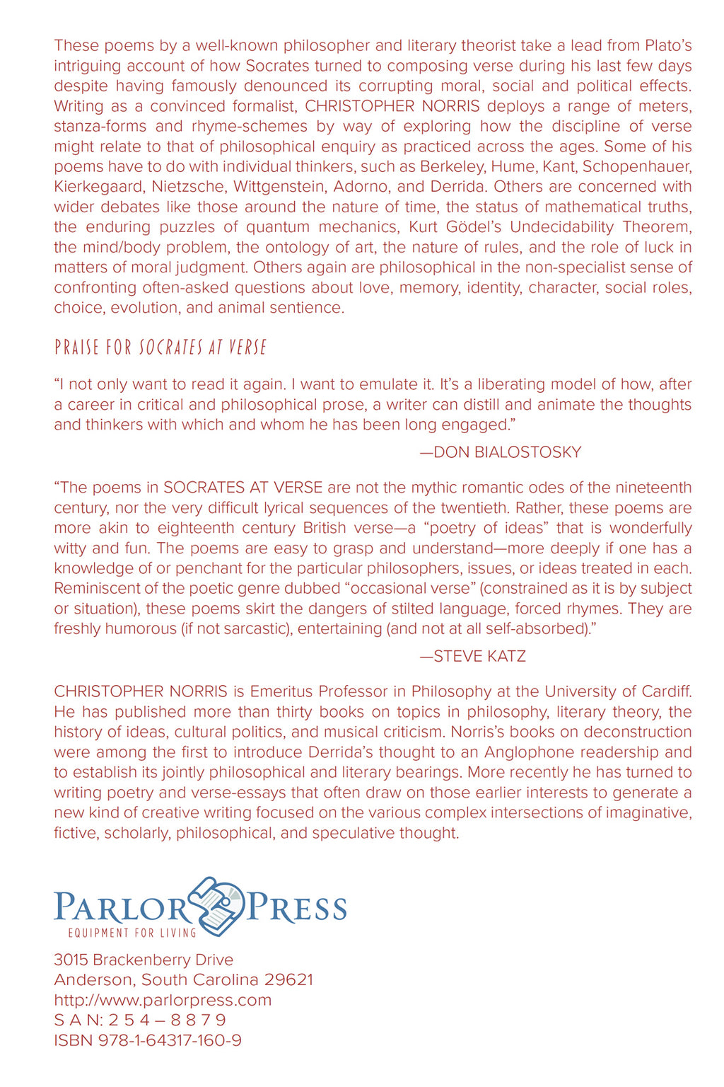 Socrates at Verse and Other Philosophical Poems by Christopher Norris ...