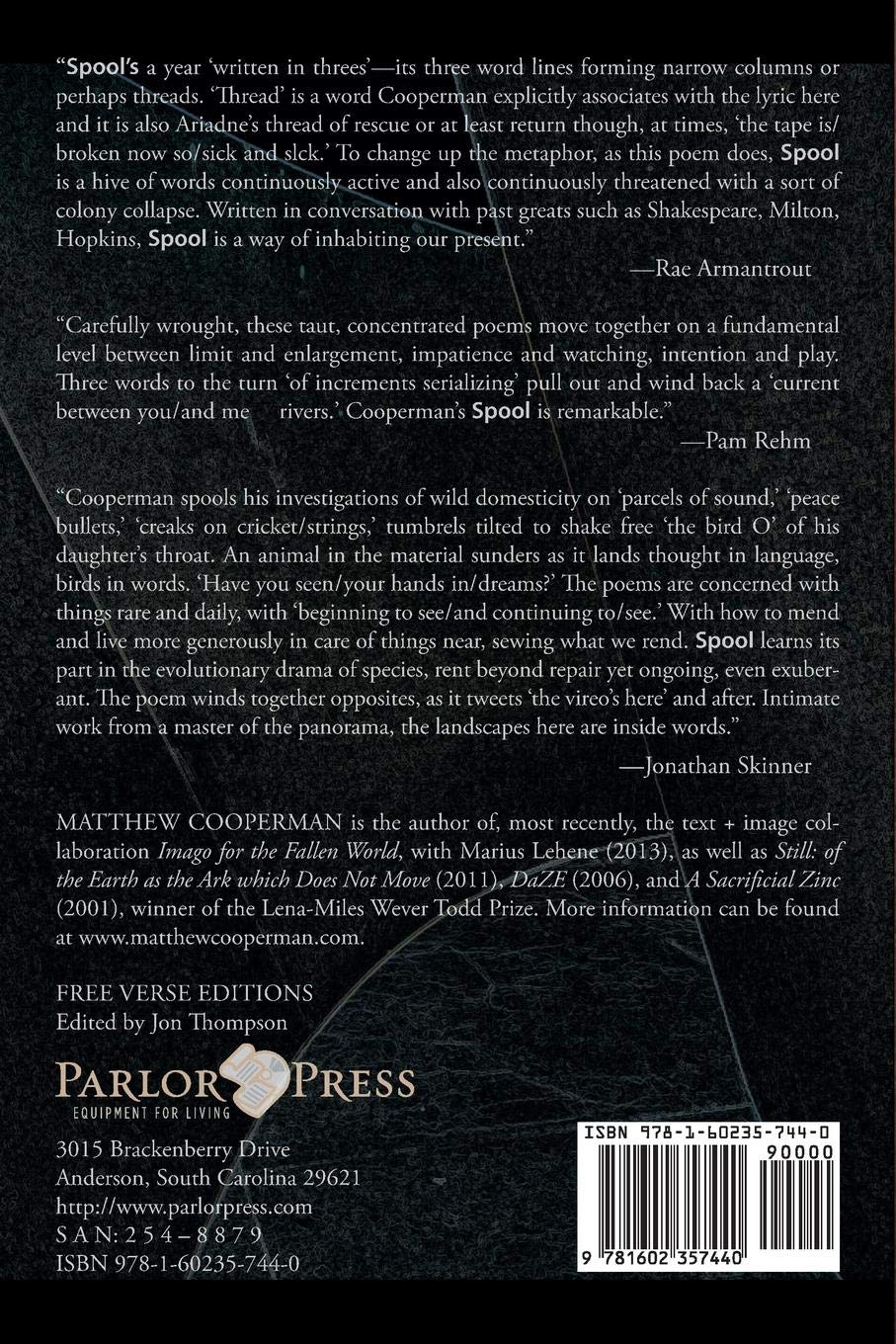 Spool by Matthew Cooperman – Parlor Press