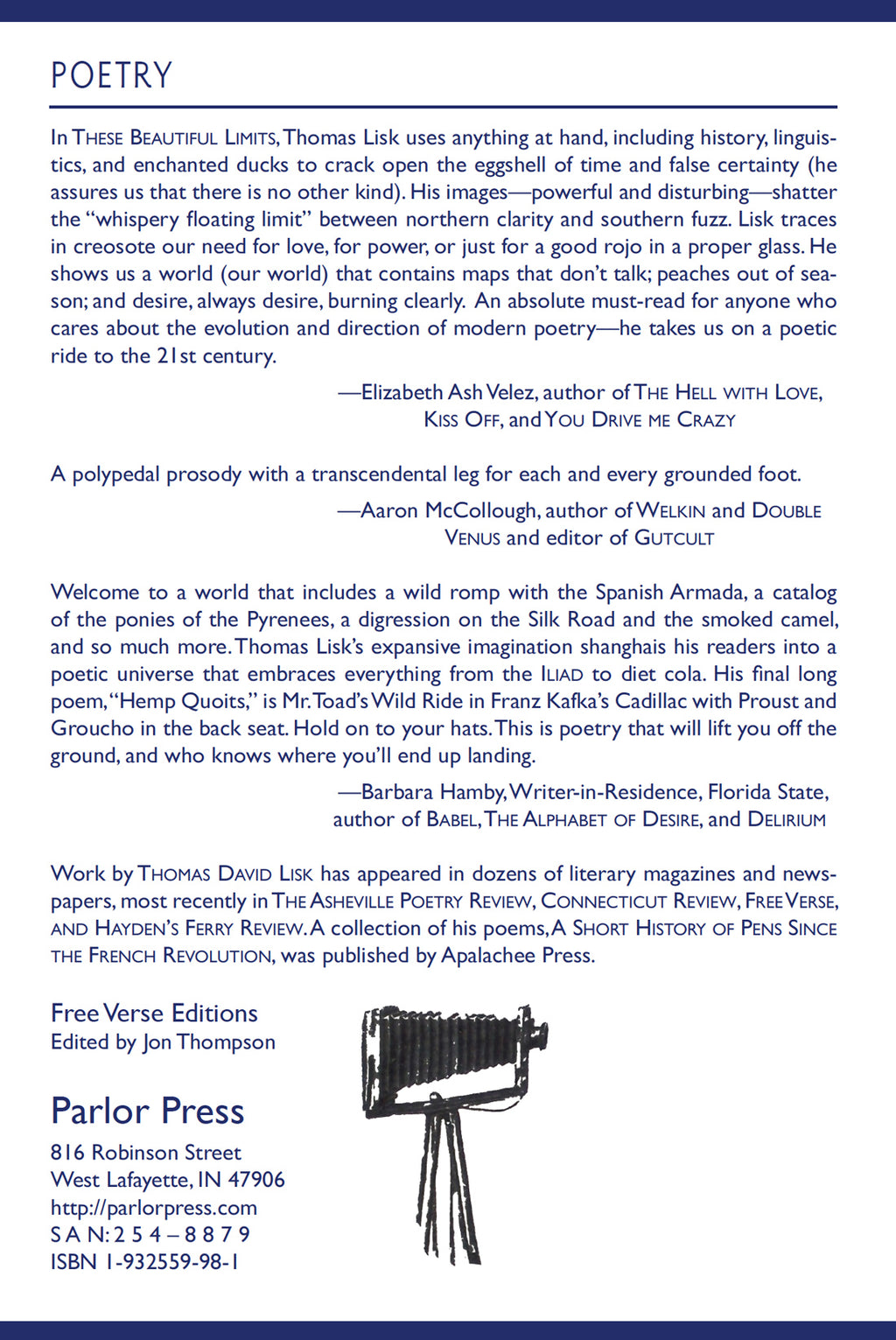 These Beautiful Limits by Thomas David Lisk – Parlor Press