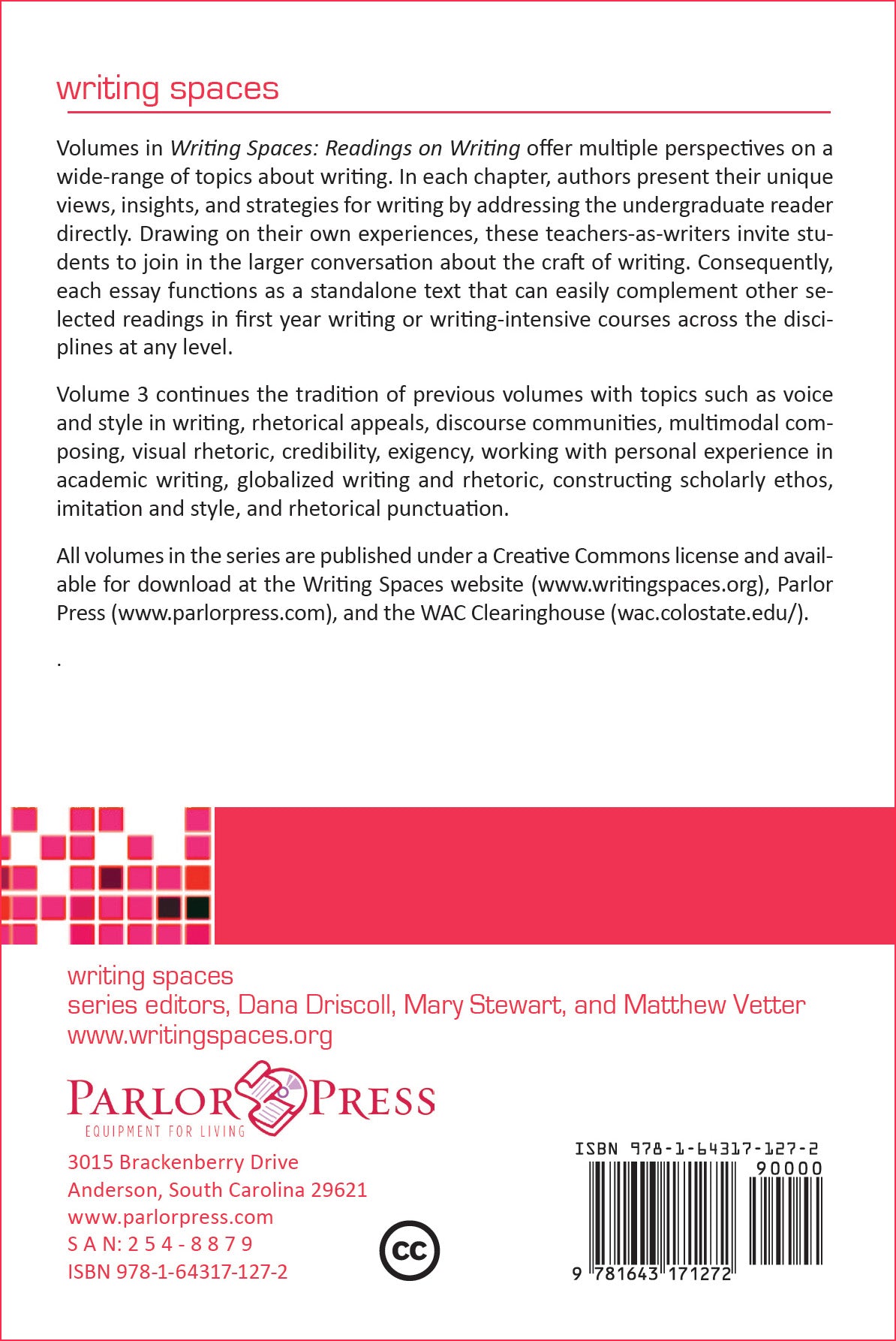 Writing Spaces: Readings on Writing Volume 3 – Parlor Press