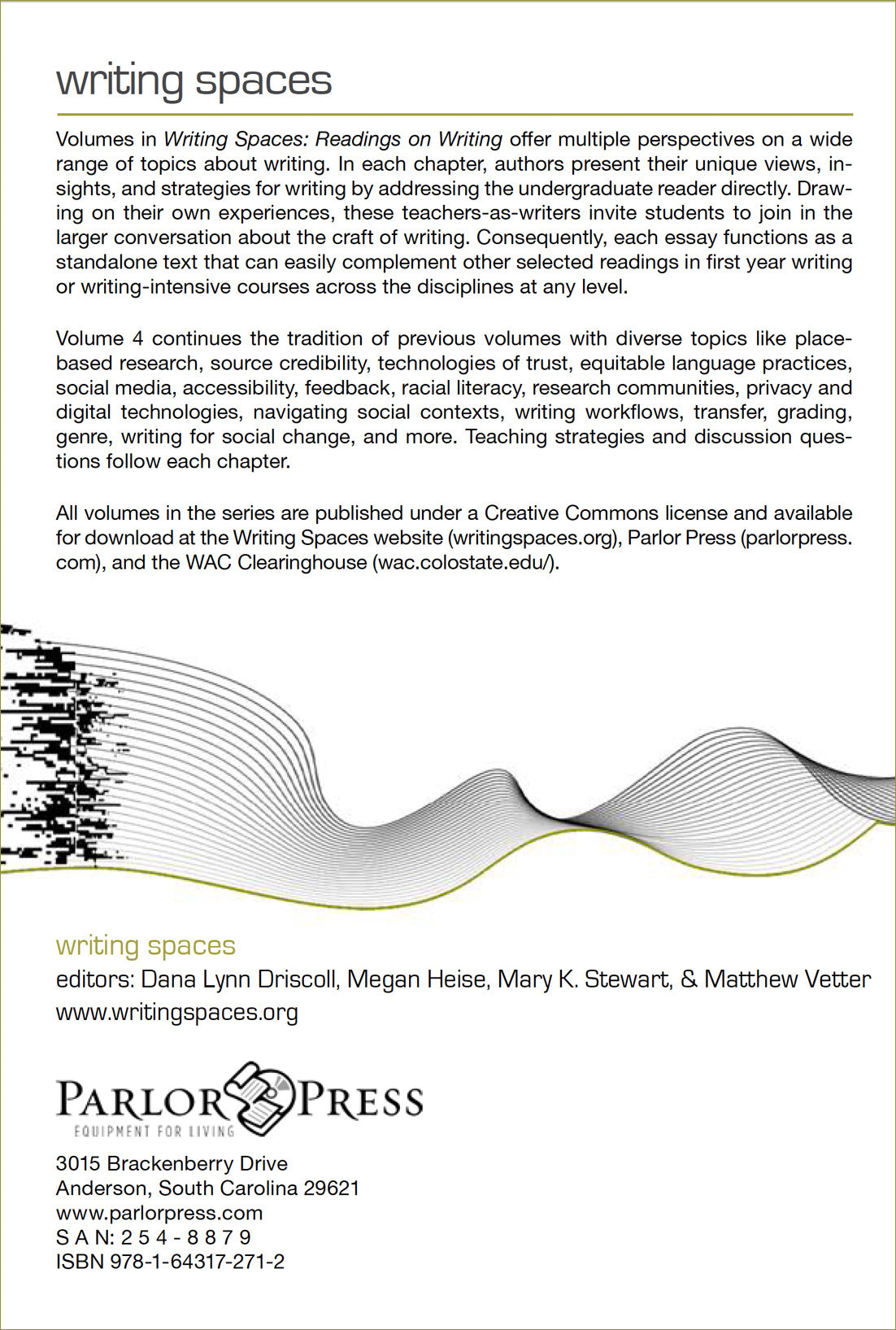 Writing Spaces: Readings on Writing Volume 4 – Parlor Press